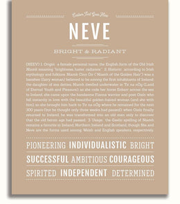 Neve Personalized Name Meaning Art Prints – Name Stories