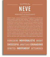 Neve Personalized Name Meaning Art Prints – Name Stories