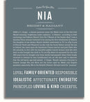 Nia Personalized Name Meaning Art Prints – Name Stories