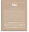 Nia Personalized Name Meaning Art Prints – Name Stories