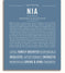 Nia Personalized Name Meaning Art Prints – Name Stories