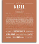 Niall Personalized Name Meaning Art Prints – Name Stories