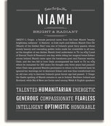 Niamh Personalized Name Meaning Art Prints – Name Stories