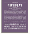 Nicholas Personalized Name Meaning Art Prints – Name Stories