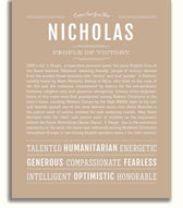 Nicholas Personalized Name Meaning Art Prints – Name Stories