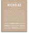Nicholas Personalized Name Meaning Art Prints – Name Stories