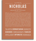 Nicholas Personalized Name Meaning Art Prints – Name Stories