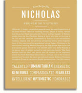 Nicholas Personalized Name Meaning Art Prints – Name Stories