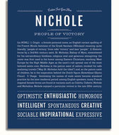 Nichole Personalized Name Meaning Art Prints – Name Stories