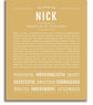 Nick Personalized Name Meaning Art Prints – Name Stories