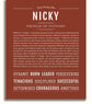 Nicky Personalized Name Meaning Art Prints – Name Stories