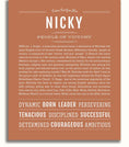 Nicky Personalized Name Meaning Art Prints – Name Stories