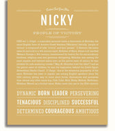 Nicky Personalized Name Meaning Art Prints – Name Stories