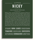 Nicky Personalized Name Meaning Art Prints – Name Stories