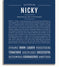 Nicky Personalized Name Meaning Art Prints – Name Stories