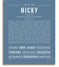 Nicky Personalized Name Meaning Art Prints – Name Stories