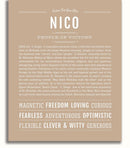 Nico Personalized Name Meaning Art Prints – Name Stories