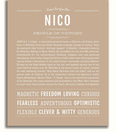 Nico Personalized Name Meaning Art Prints – Name Stories