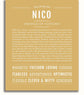 Nico Personalized Name Meaning Art Prints – Name Stories