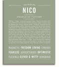 Nico Personalized Name Meaning Art Prints – Name Stories
