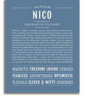 Nico Personalized Name Meaning Art Prints – Name Stories