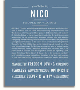 Nico Personalized Name Meaning Art Prints – Name Stories