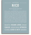 Nico Personalized Name Meaning Art Prints – Name Stories