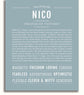 Nico Personalized Name Meaning Art Prints – Name Stories