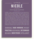 Nicole Personalized Name Meaning Art Prints – Name Stories
