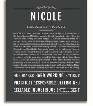 Nicole Personalized Name Meaning Art Prints – Name Stories