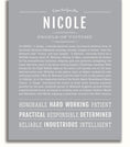 Nicole Personalized Name Meaning Art Prints – Name Stories