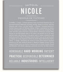 Nicole Personalized Name Meaning Art Prints – Name Stories
