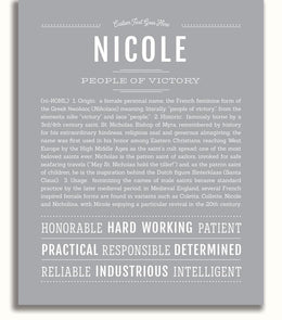 Nicole Personalized Name Meaning Art Prints – Name Stories