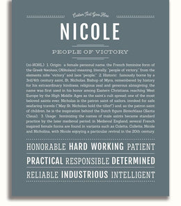 Nicole Personalized Name Meaning Art Prints – Name Stories