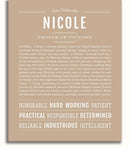 Nicole Personalized Name Meaning Art Prints – Name Stories