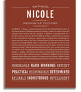 Nicole Personalized Name Meaning Art Prints – Name Stories