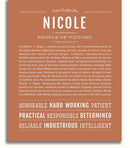 Nicole Personalized Name Meaning Art Prints – Name Stories