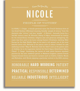 Nicole Personalized Name Meaning Art Prints – Name Stories