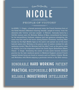 Nicole Personalized Name Meaning Art Prints – Name Stories