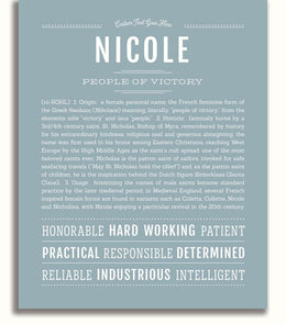Nicole Personalized Name Meaning Art Prints – Name Stories