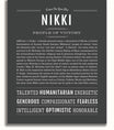 Nikki Personalized Name Meaning Art Prints – Name Stories