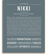Nikki Personalized Name Meaning Art Prints – Name Stories