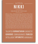 Nikki Personalized Name Meaning Art Prints – Name Stories