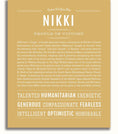 Nikki Personalized Name Meaning Art Prints – Name Stories