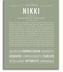 Nikki Personalized Name Meaning Art Prints – Name Stories
