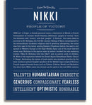 Nikki Personalized Name Meaning Art Prints – Name Stories