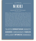Nikki Personalized Name Meaning Art Prints – Name Stories