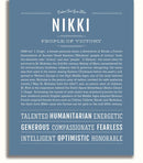 Nikki Personalized Name Meaning Art Prints – Name Stories