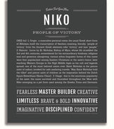 Niko Personalized Name Meaning Art Prints – Name Stories