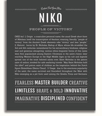 Niko Personalized Name Meaning Art Prints – Name Stories